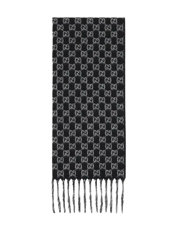 Gucci Gg Wool And Cashmere Scarf - Black