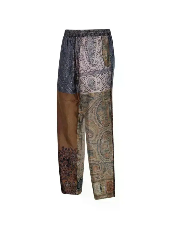 PIERRE-LOUIS MASCIA Aloe Paisley Patchwork Trousers - Brown