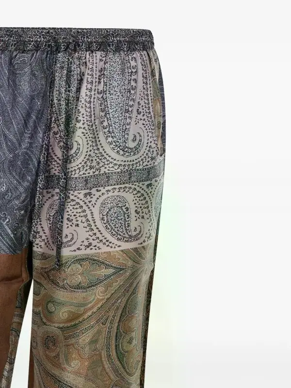 PIERRE-LOUIS MASCIA Aloe Paisley Patchwork Trousers - Brown