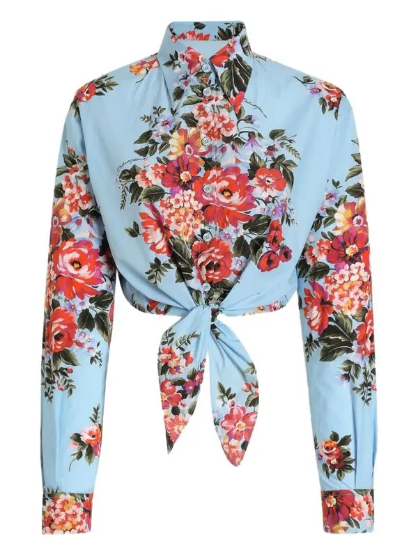 Dolce & Gabbana Floral Print Cotton Shirt - Sky Blue