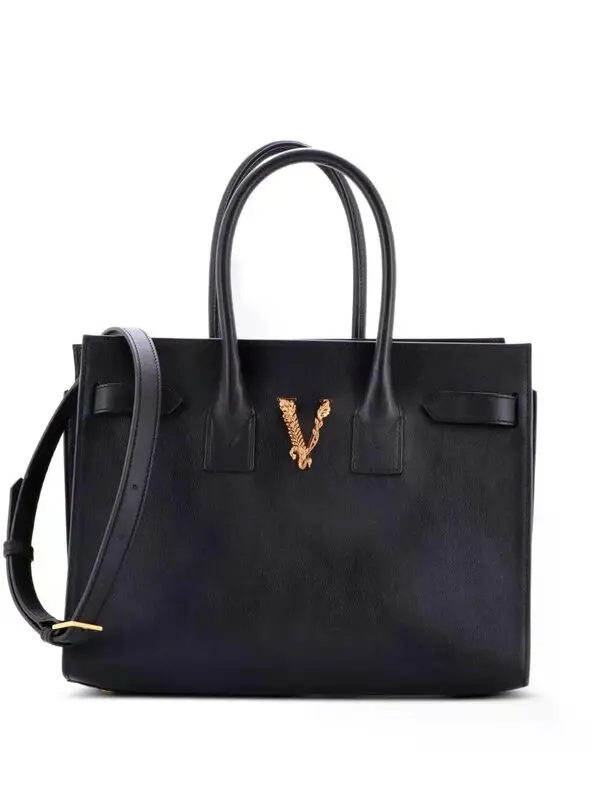 Versace Virtus Belted Leather Tote