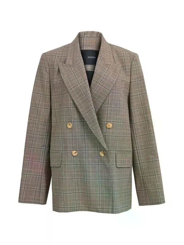 JOSEPH Plaid Double-breasted Blazer