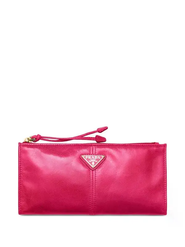 Prada Enamelled Triangle Leather Wallet - Pink