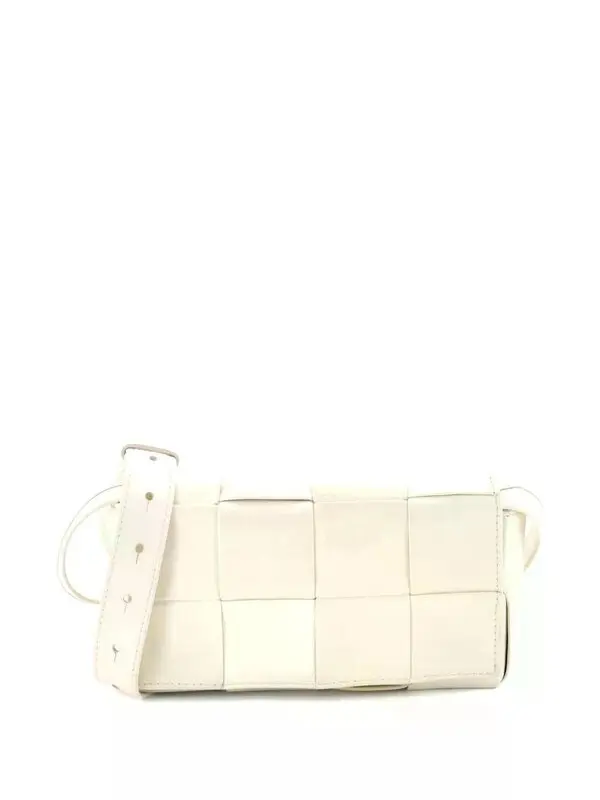 Bottega Veneta Cassette Maxi Intrecciato Leather Belt Bag - White