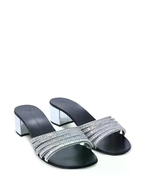 GIUSEPPE ZANOTTI Crystal-embellished -tone Block Heel Sandals