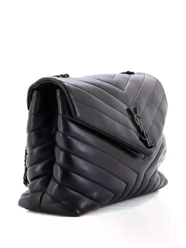 Saint Laurent Loulou Matelasse Chevron Leather Medium Shoulder Bag - Black