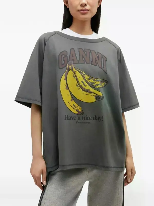 GANNI Banana Graphic T-shirt - Grey