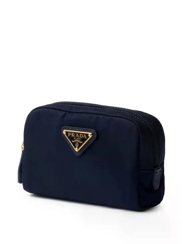 Prada Triangle-logo Micro Make Up Bag - Blue