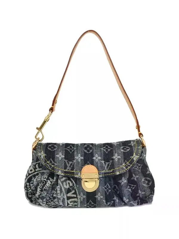 LOUIS VUITTON 2006 Mini Pleaty Raye Monogram Denim Shoulder Bag