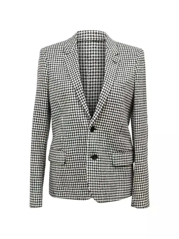 Saint Laurent Houndstooth-pattern Single-breasted Blazer