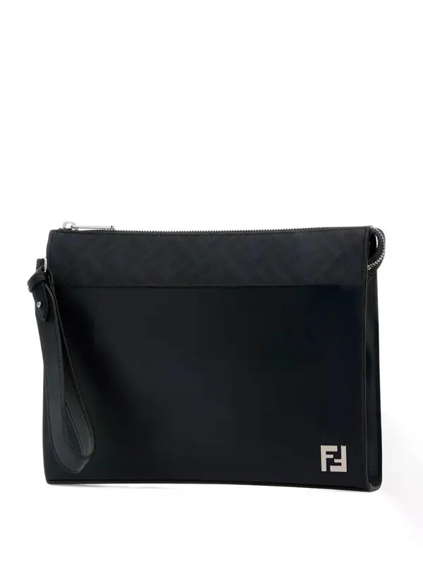 Fendi Ff-appliqué Clutch Bag - Black