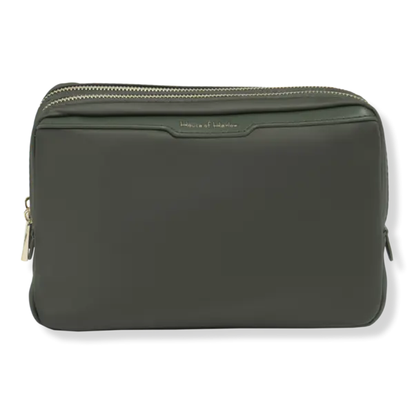 House Of Harlow 1960 Twill Nylon Double Compartment Cosmetic Bag - Olive