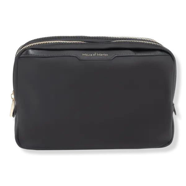 House Of Harlow 1960 Twill Nylon Double Compartment Cosmetic Bag - Black