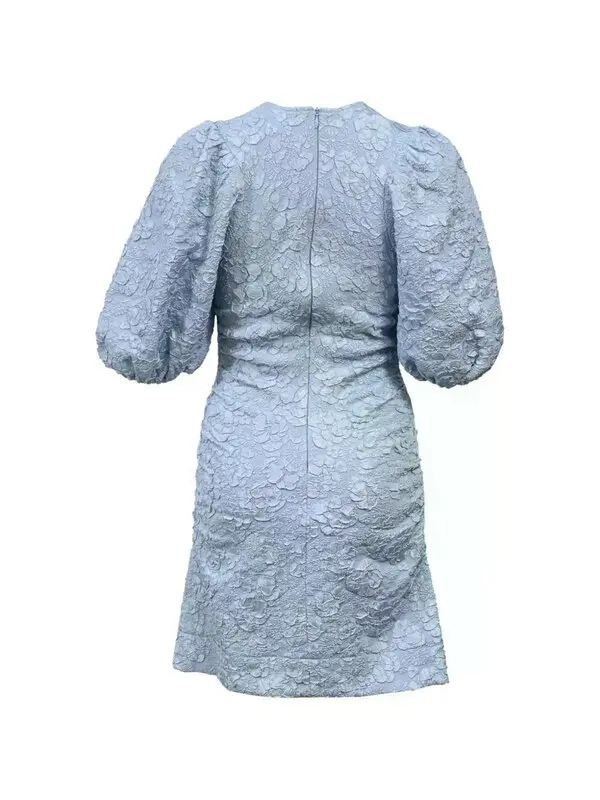 GANNI Cloqué Mini Dress With Puff Sleeves