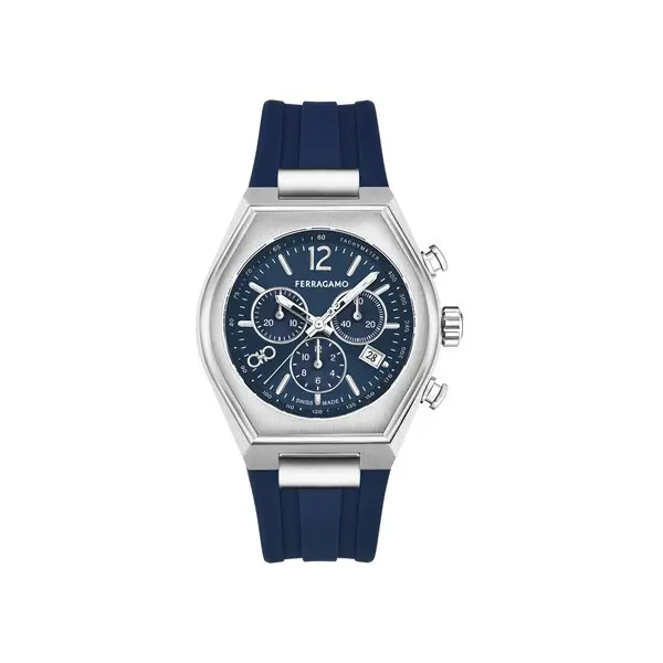 FERRAGAMO Tonneu Chrono Watch - Silver