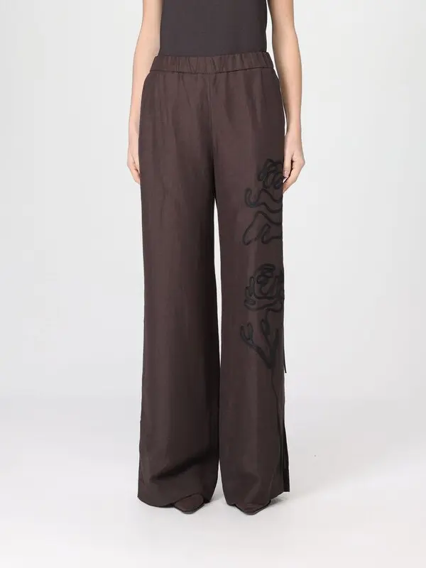 Liviana Conti Wide Leg Trousers - Brown