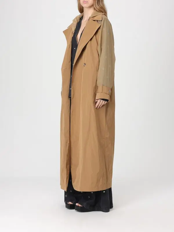 Pinko Double-breasted Trench Coat In Technical Fabric