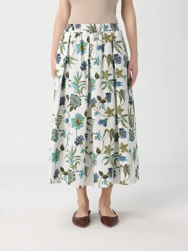 FAY Floral Print Midi Skirt