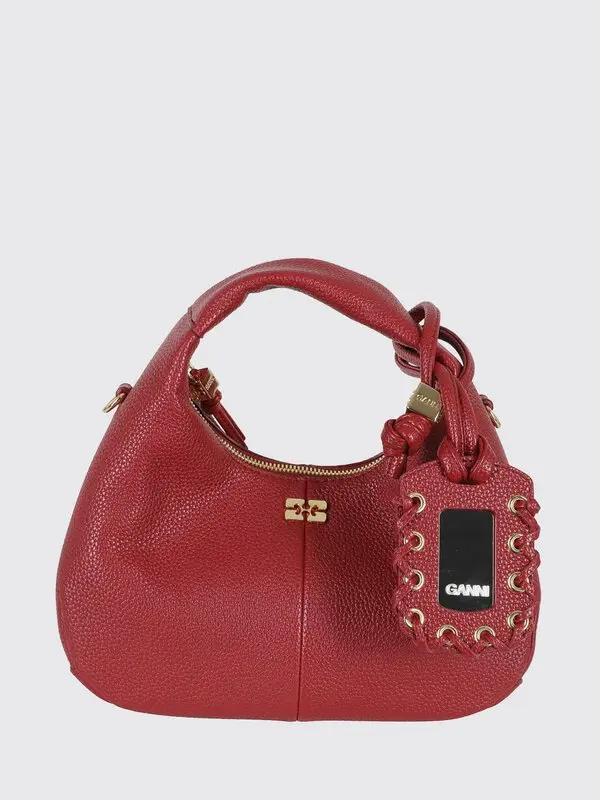 GANNI Textured Leather Handbag - Red