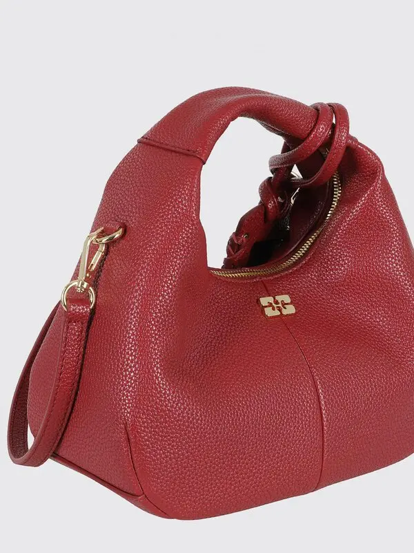 GANNI Textured Leather Handbag - Red