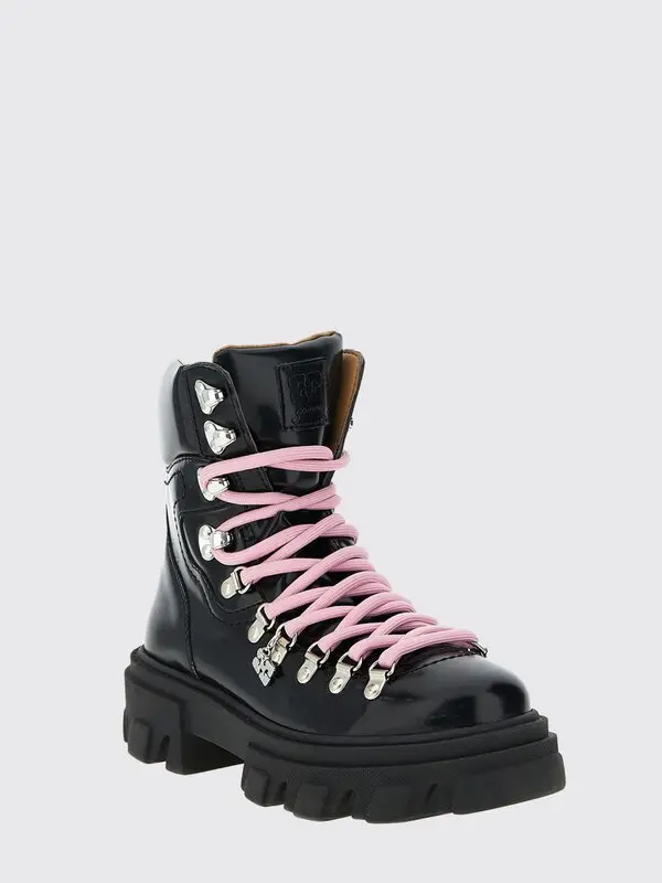 GANNI Faux Leather Cleated Ankle Boots