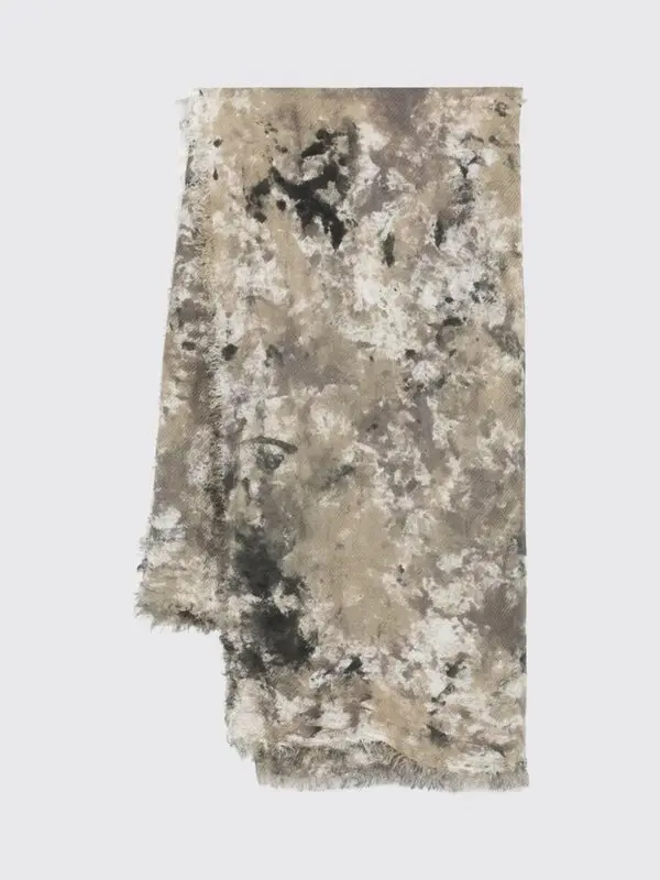 Avant Toi Camouflage Linen Blend Scarf - Brown