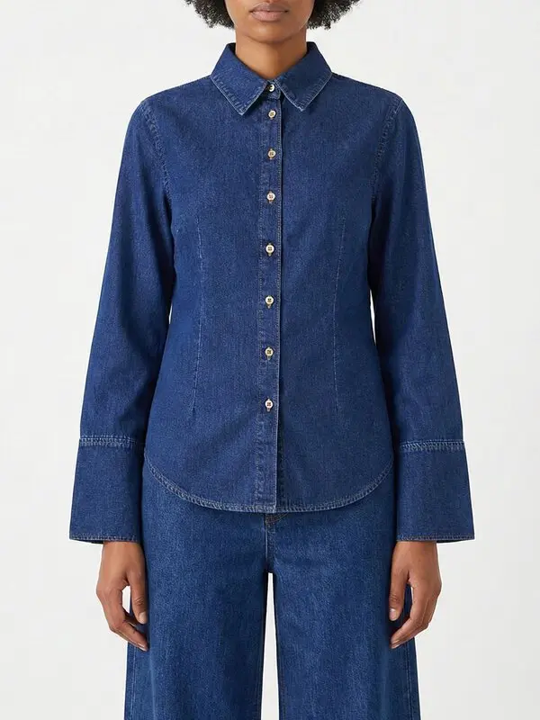 7 For All Mankind Cotton Denim Shirt - Blue