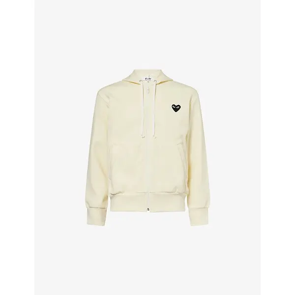 Play Comme Des Garcon Heart Regular-fit Woven Hoodie - Ivory