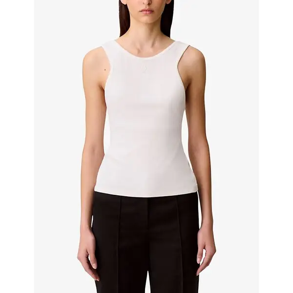 Claudie Pierlot Round-neck Fitted Cotton Vest - Ivory