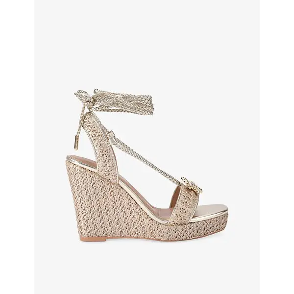 Carvela Marina High Wedge Raffia Sandals