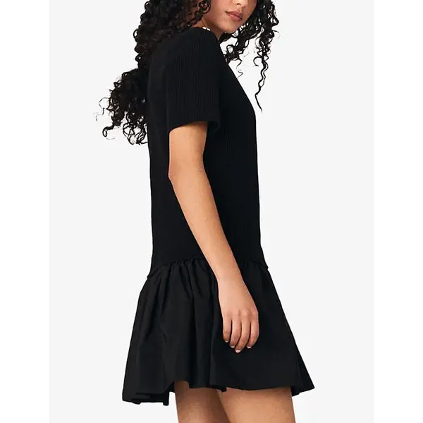 Maje Short-sleeve Taffeta-knit Mini Dress