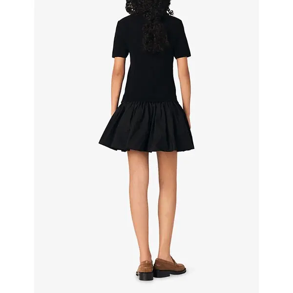 Maje Short-sleeve Taffeta-knit Mini Dress