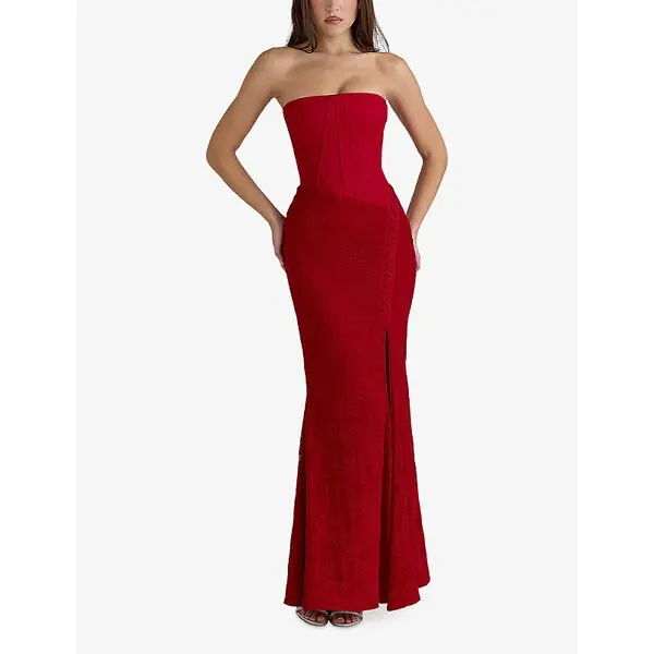 red house of cb dress House of CB Dress XS A-C cup NWOT Carmen Red Bustier Midi