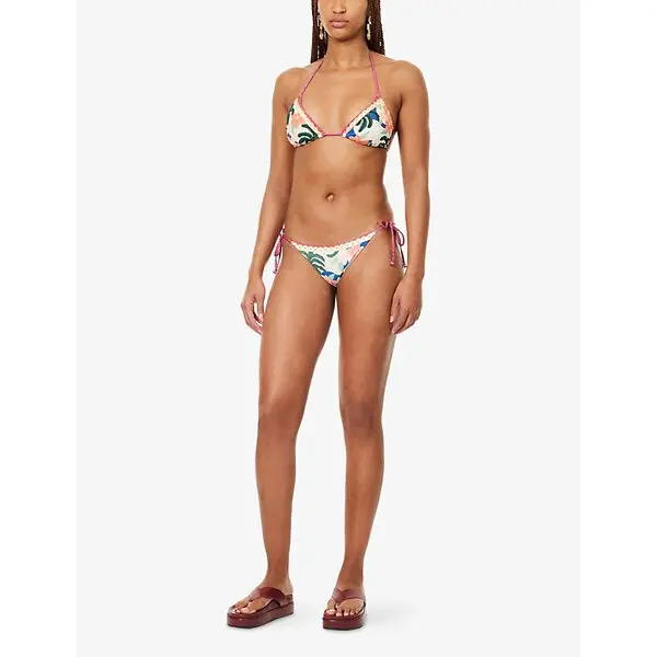 Agua Bendita Thamar Floral-print Bikini Bottom