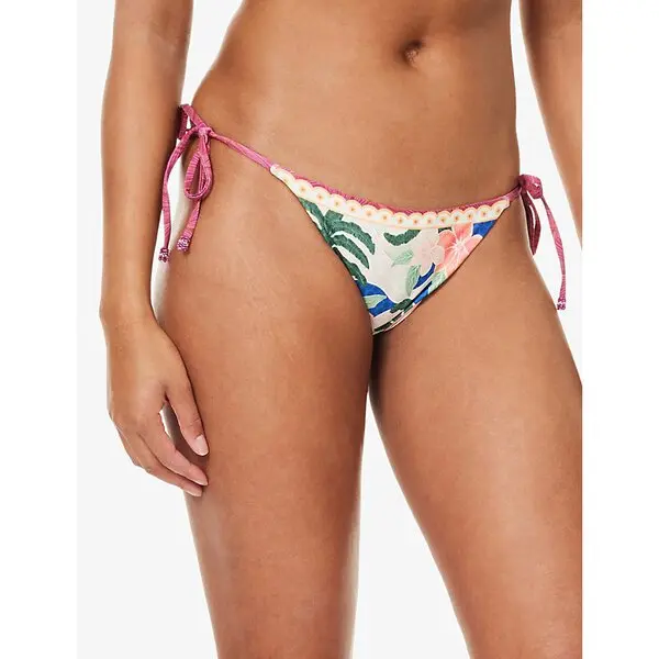 Agua Bendita Thamar Floral-print Bikini Bottom