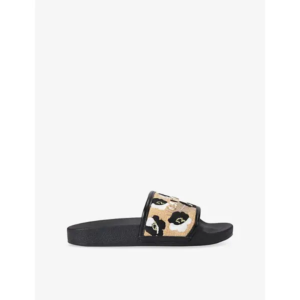 Carvela Giorgia Flower Raffia Sliders