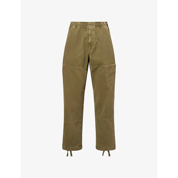 Stone Island Drawstring Straight-leg Cotton Trousers