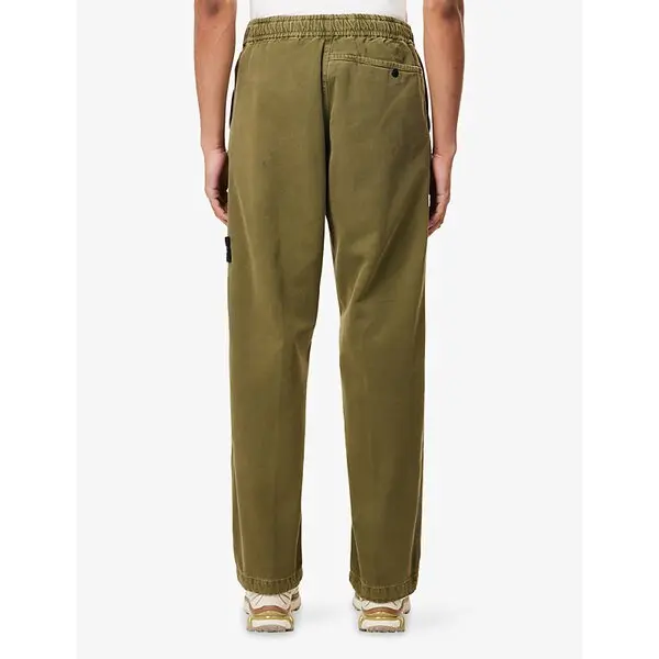 Stone Island Drawstring Straight-leg Cotton Trousers