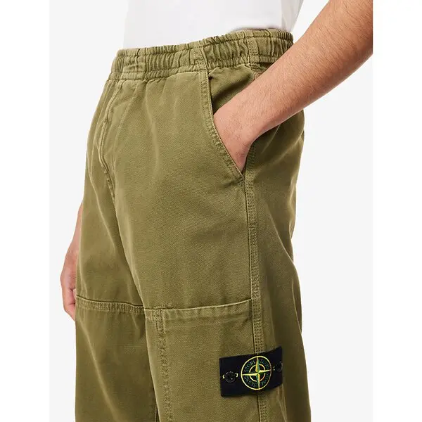 Stone Island Drawstring Straight-leg Cotton Trousers