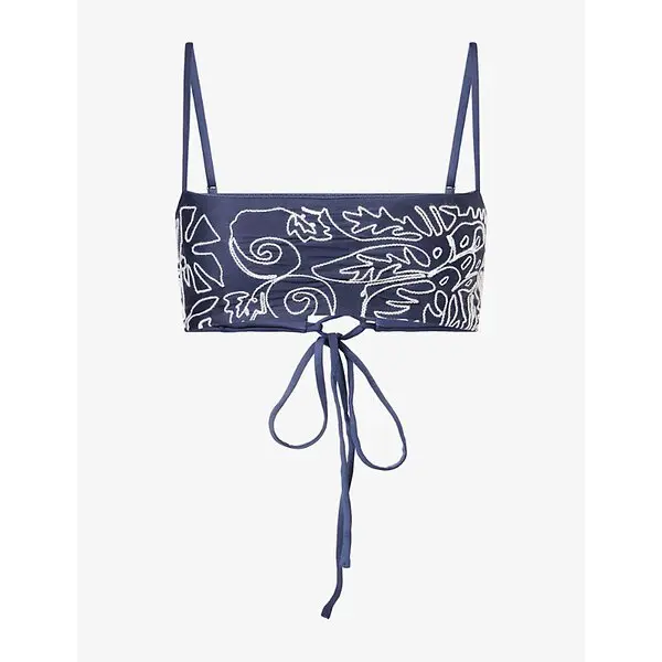 Agua Bendita Batik Print Bikini Top - Azul Oscuro