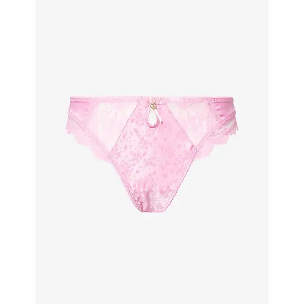 Lounge Oriana Embroidered Satin Thong - Dark Pink