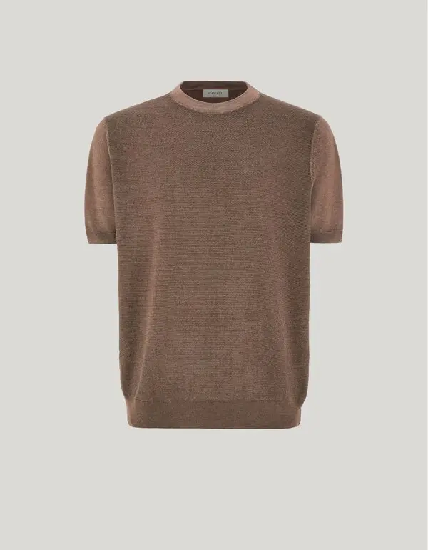 Canali Wool And Silk Blend Crew Neck - Brown