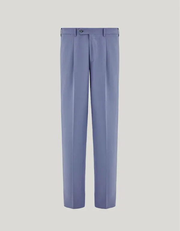 Canali Impeccabile Regular Fit Wool Trousers - Light Blue