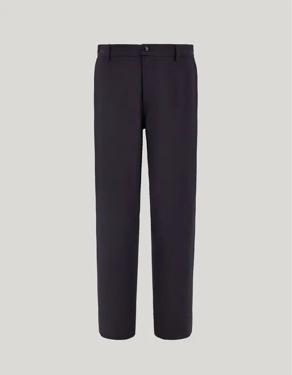 Canali Navy Tapered Fit Chinos In Stretch Wool - Blue