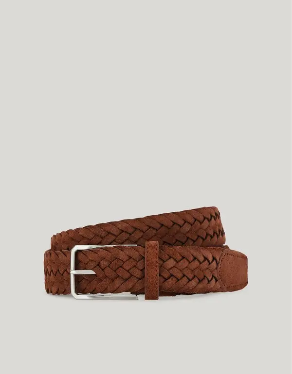 Canali Woven Suede Belt - Brown