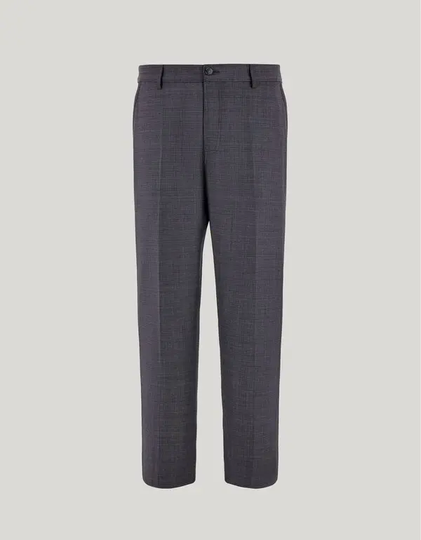 Canali Gray Tapered Micro-striped Wool Chinos - Grey