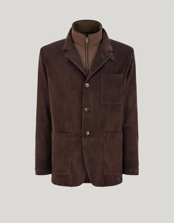 Canali Bruma Suede Jacket - Brown