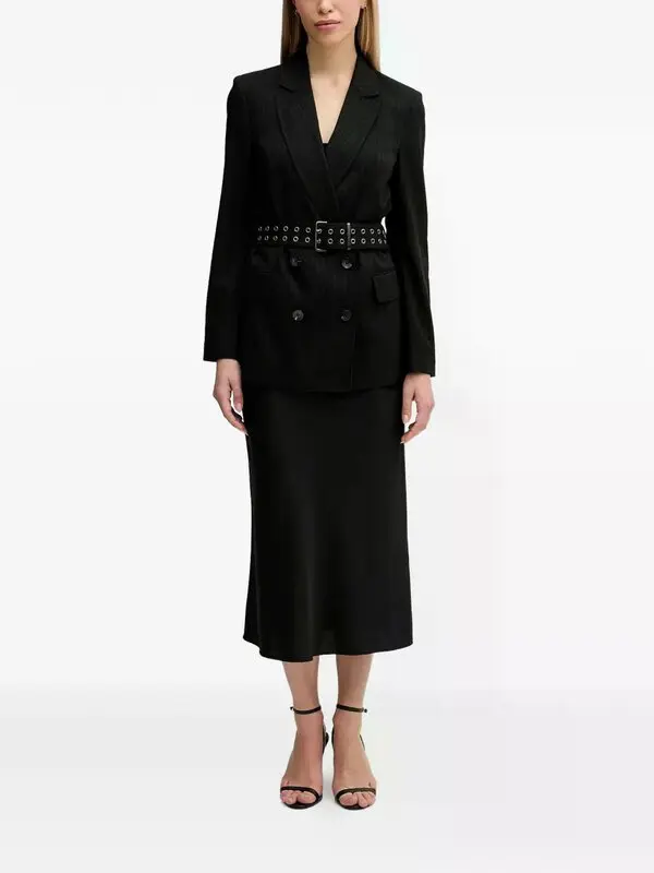 Sisley Pinstripe Belted V-neck Jacket