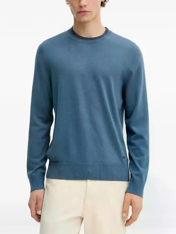 Paul Smith Crewneck Log-detail Sweater - Blue