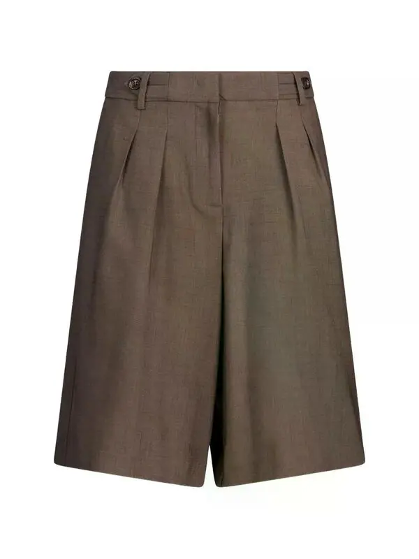 Liu Jo Mélange Pleated Denim Shorts - Brown